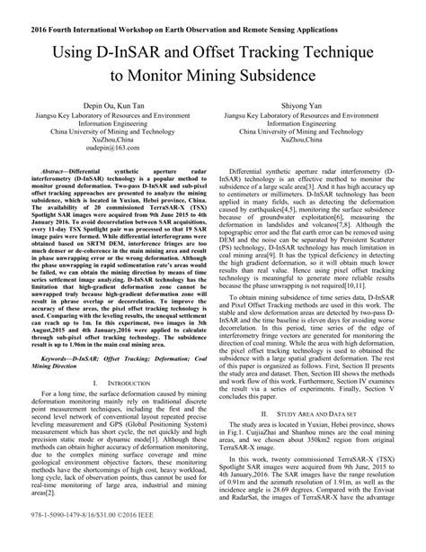 PDF Using D InSAR And Offset Tracking Technique To Monitor Mining Subsidence