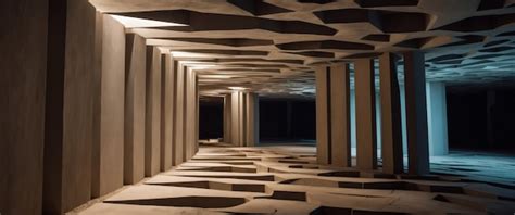 Cascading Geometric Shapes Create A Mesmerizing Optical Illusion In A Modern Space Premium Ai
