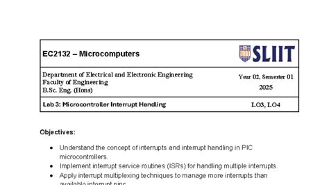 Ec2132 Lab 3 Microcontroller Interrupt Handling And Traffic Light