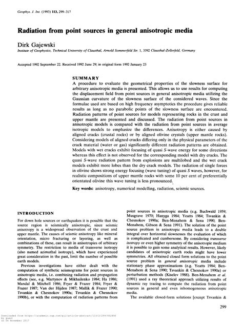 Pdf Radiation From Point Sources In General Anisotropic Media
