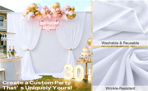 10x10ft White Backdrop Curtains For Parties Wrinkle Free