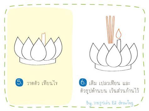 สอนวาด กระทง แบบง่ายๆ ภายใน 5นาที ประเพณีลอยกระทง Drawings