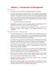 Module Introduction To Management Docx Module Introduction To Management Management