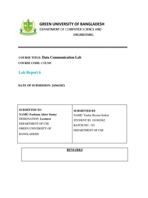 Green University Of Bangladesh Lab Report 6 Pdf