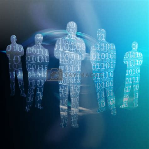 Binary Code Written On Shapes Of Human Body By Wavebreakmedia Vectors