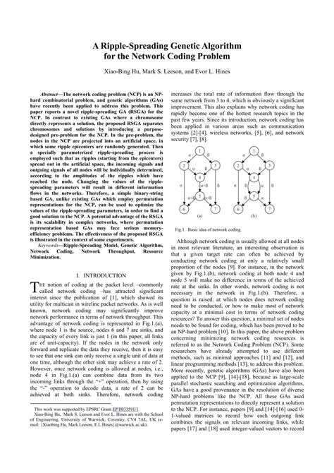 pdf a ripple spreading genetic algorithm for the network coding problem