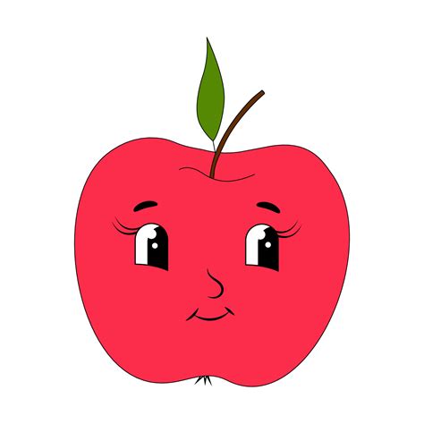 Apple Cartoon Vector Illustrationhappy Red Apple Fruit Cute