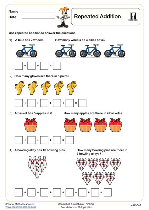 Repeated Addition Worksheet Fun And Engaging 2nd Grade Number