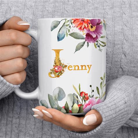 Personalized Name Floral Mug Custom Name Mug Loftipop