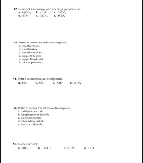 Solved 42 Name Each Ionic Compound Containing A Polyatomic