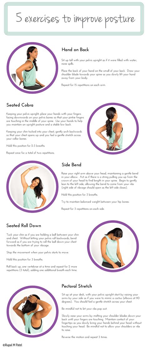 5 Exercises To Improve Your Posture Infographic Improve Posture Good Posture Better Posture