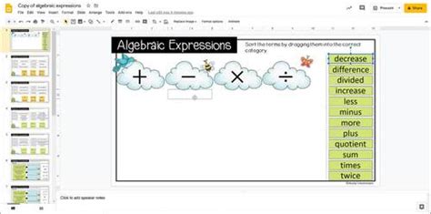 Understanding Algebraic Expressions Distance Learning Using Google Slides