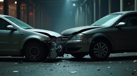 Head On Collision Impact Dramatic Detailed Scene Of Two Vehicles Stock Image Image Of