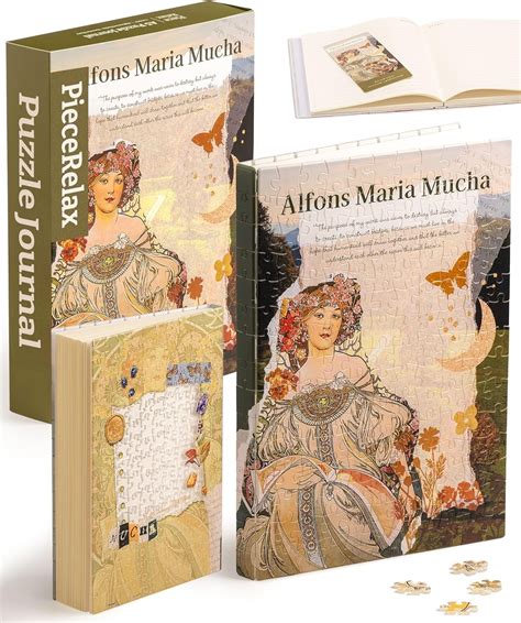 Puzzle Journal Notebook For Adults Alphonse Mucha Zodiac Unique A5 Notebook Cover Puzzles