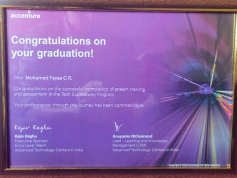 Mohamed Fayas C R On Linkedin Accenture Graduation Techgenics