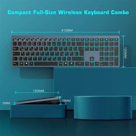 Rechargeable Wireless Keyboard Full Size With Backlight 2 4G Comfortable Silent Typing Feel