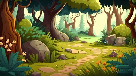Forest Path Cartoon Powerpoint Background For Free Download Slidesdocs