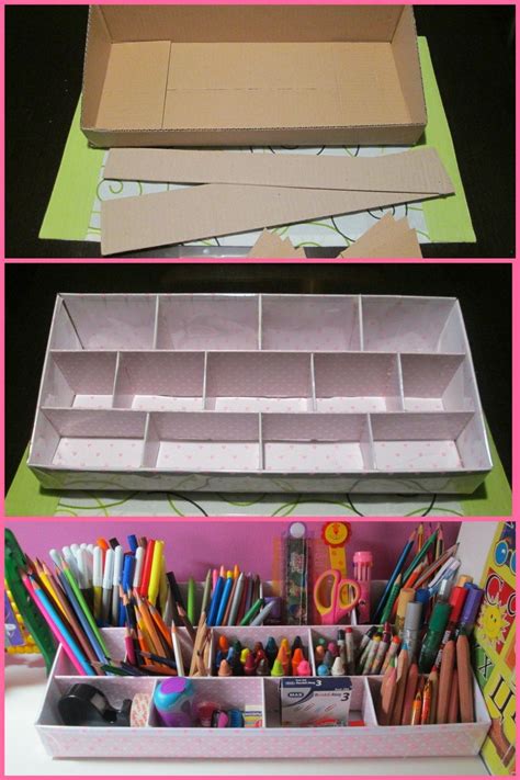 How To Make Desktop Organizer From Shoebox Diy Desktop Organizer Artofit