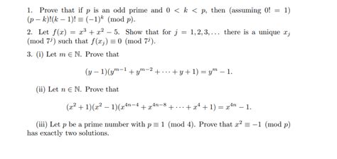 Solved 1 Prove That If P Is An Odd Prime And 0