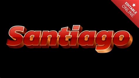 Santiago 3d Rojo Metalizado Generador De Efectos De Texto