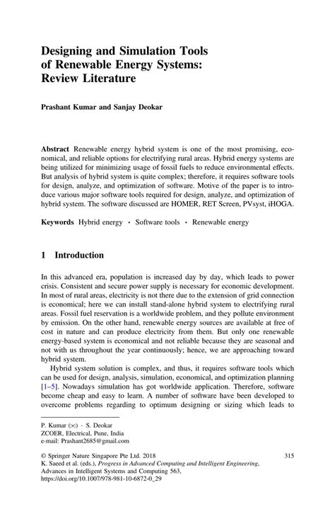 PDF Designing And Simulation Tools Of Renewable Energy Systems Review Literature