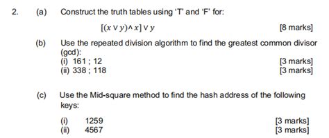 Solved A Construct The Truth Tables Using T And F