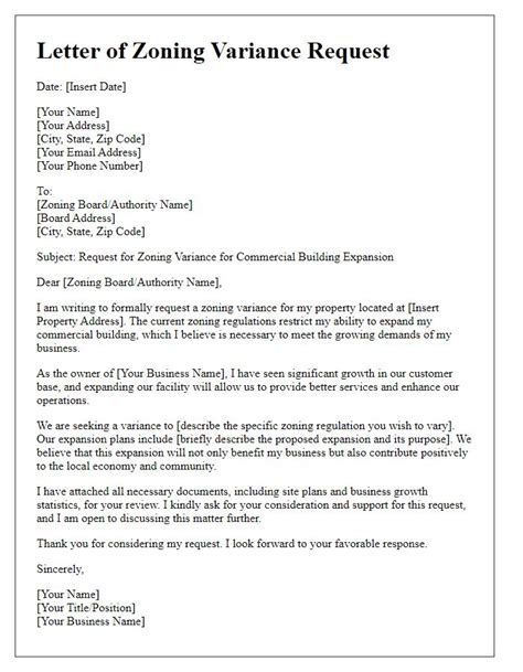 Letter Template For Zoning Variance Request Submission Free Samples In Pdf Letterin