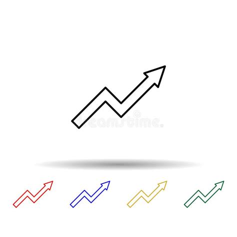 Zigzag Arrow Multi Color Style Icon Simple Thin Line Outline Vector