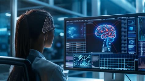 High Tech Lab With Futuristic Headset And Neural Interface Controlling