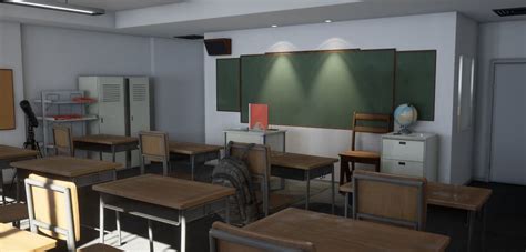 3d Model Unreal School Classroom Vr Ar Low Poly Cgtrader