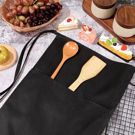 Geosar 12 Pieces Waist Apron Black Waiter Waitress Aprons With 3