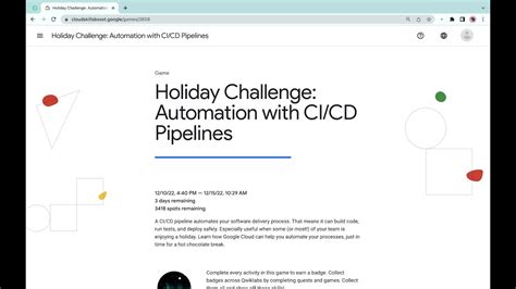 🔴live Holiday Challenge Automation With Cicd Pipelines Qwiklabs Gsp Youtube
