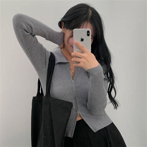 슈가파우더 퀄리티보장 슬림핏 투웨이 골지카라 긴팔니트 집업 가디건 color