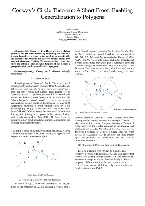 Pdf Conways Circle Theorem A Short Proof Enabling Generalization To