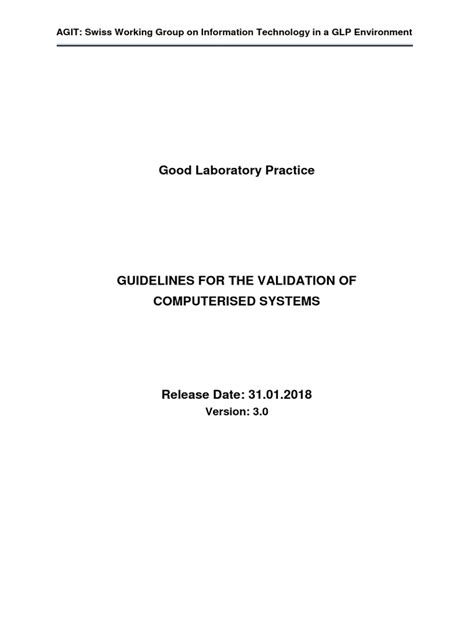 Guidelines For The Validation Of Computerised Systems Pdf