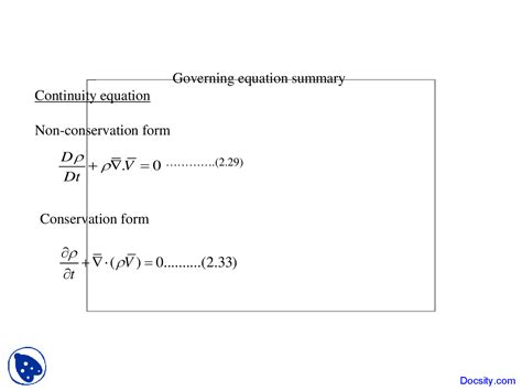 governing equation computational fluid dynamics lecture slides slides dynamics docsity