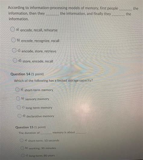 Solved The According To Information Processing Models Of