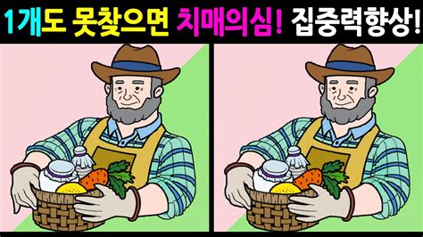 다른그림찾기 🔥다른점 한가지도 못찾으면 치매초기 의심‼️집중력을 높이는 두뇌훈련하고 치매 예방해요ㅣ치매예방ㅣ인지능력 테스트ㅣ집중력 훈련ㅣ아이큐테스트 틀린그림찾기숨은