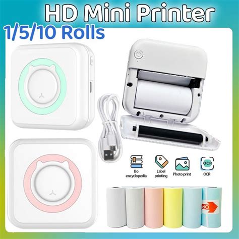 Portable Mini Thermal Printer Wirelessly Bt 203dpi Photo Label Memo