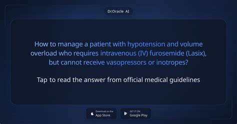 How To Manage A Patient With Hypotension And Volume Overload Who Requires Intravenous Iv