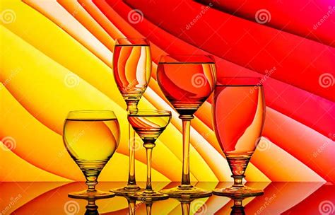 Wine Glasses Silhouette On An Abstract Colorful Different Shapes And