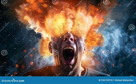 Man S Head Exploding With Fiery Visual Effect Stock Illustration Illustration Of Scream