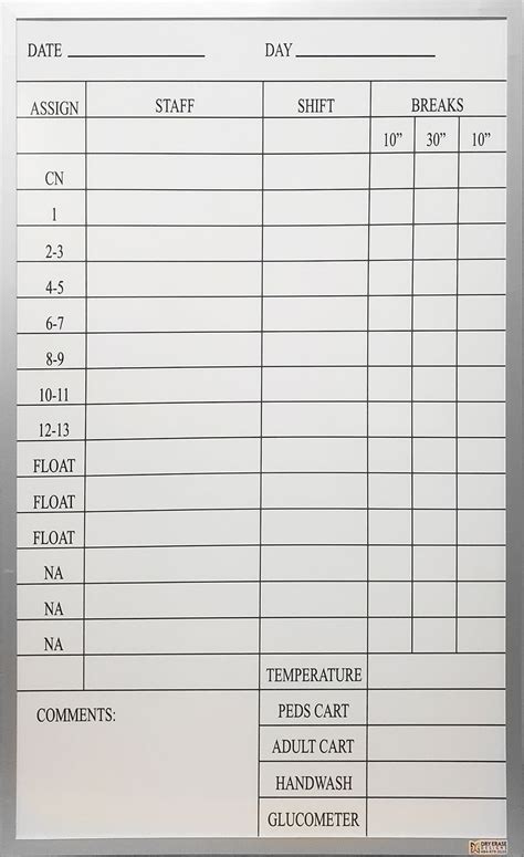 Surgical Center Staff Assignment Board 24x36 Surgical Center Staff Assignment Board 24x36