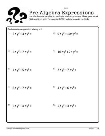 Evaluate The Expressions With Exponents Worksheets