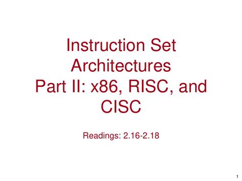 Ppt Instruction Set Architectures Part Ii X86 Risc And Cisc