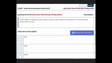 Cs601 Quiz 2 Solution Cs601 Data Communication Spring 2024 Vu Zone Youtube