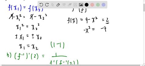SOLVED A Show That F Is One To One B Use Theorem 7 To Find F 1 A C Calculate F 1