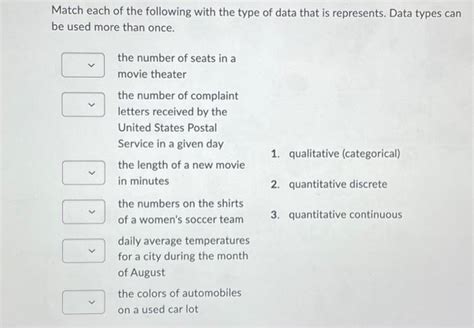 Solved Match Each Of The Following With The Type Of Data Chegg