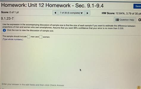 Solved Homework Unit 12 Homework Sec 9 1 9 4 Save 7 Of