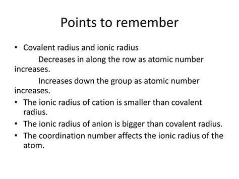 Ionic Radii And Covalent Radii Pptx